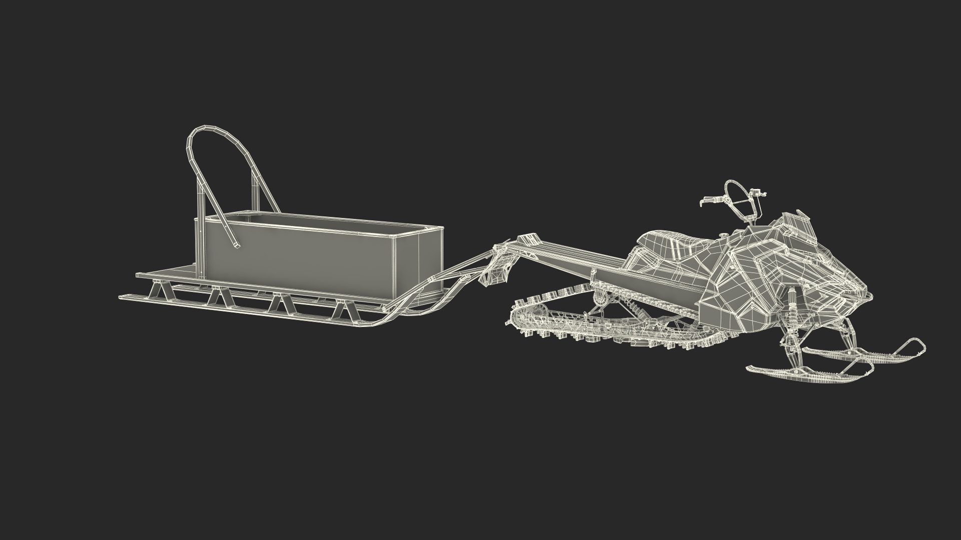 3D Snowmobile Whith Box Freight Sled Rigged Model - TurboSquid 2113823