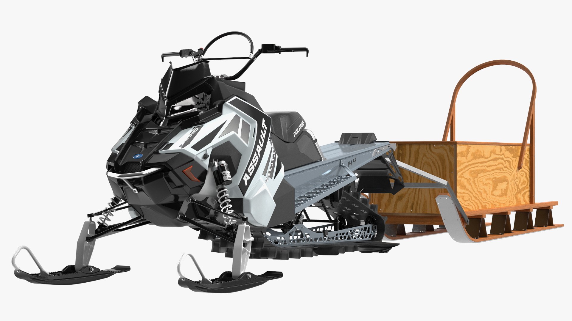 3D Snowmobile Whith Box Freight Sled Rigged Model - TurboSquid 2113823