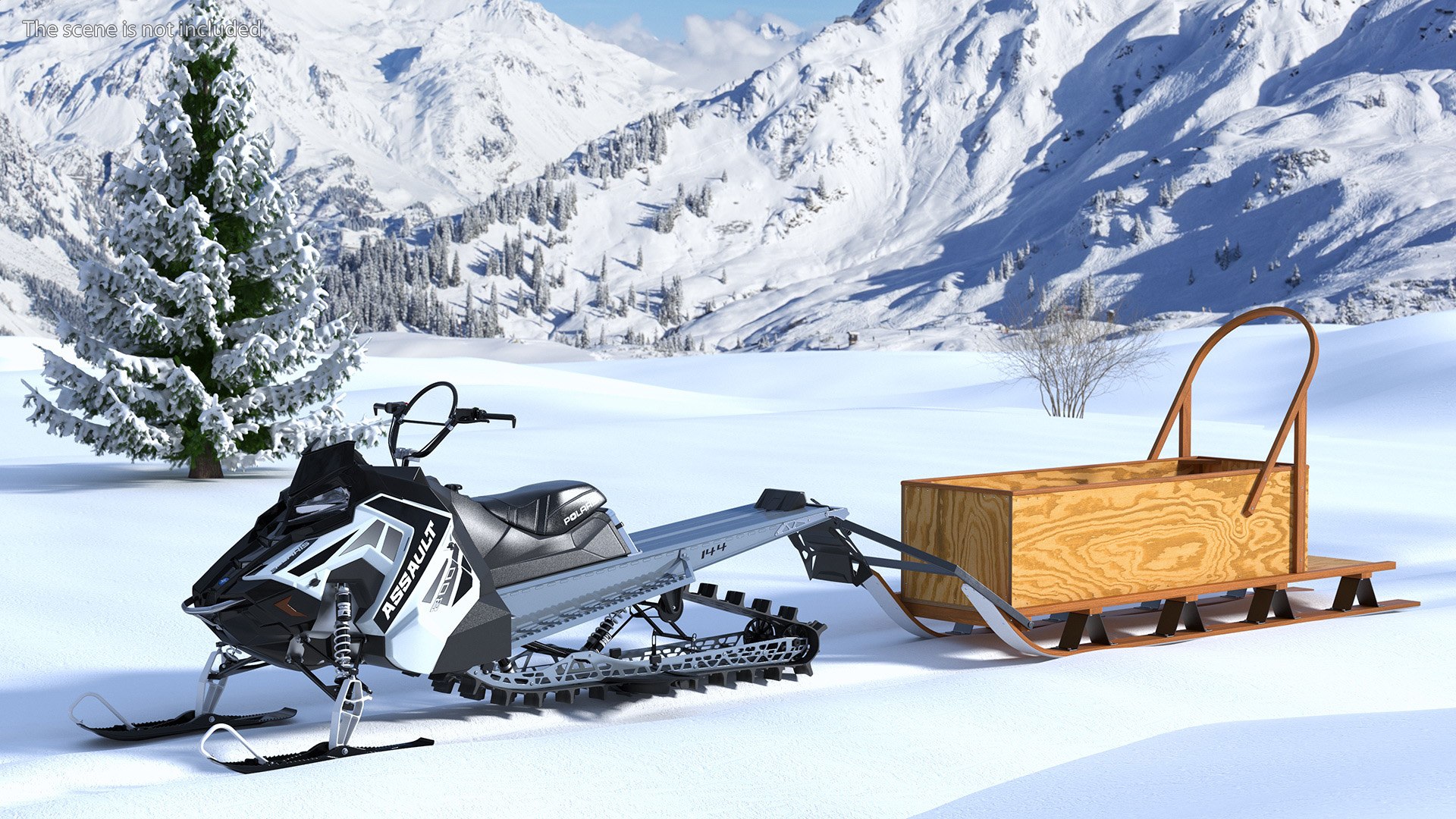3D Snowmobile Whith Box Freight Sled Rigged Model - TurboSquid 2113823