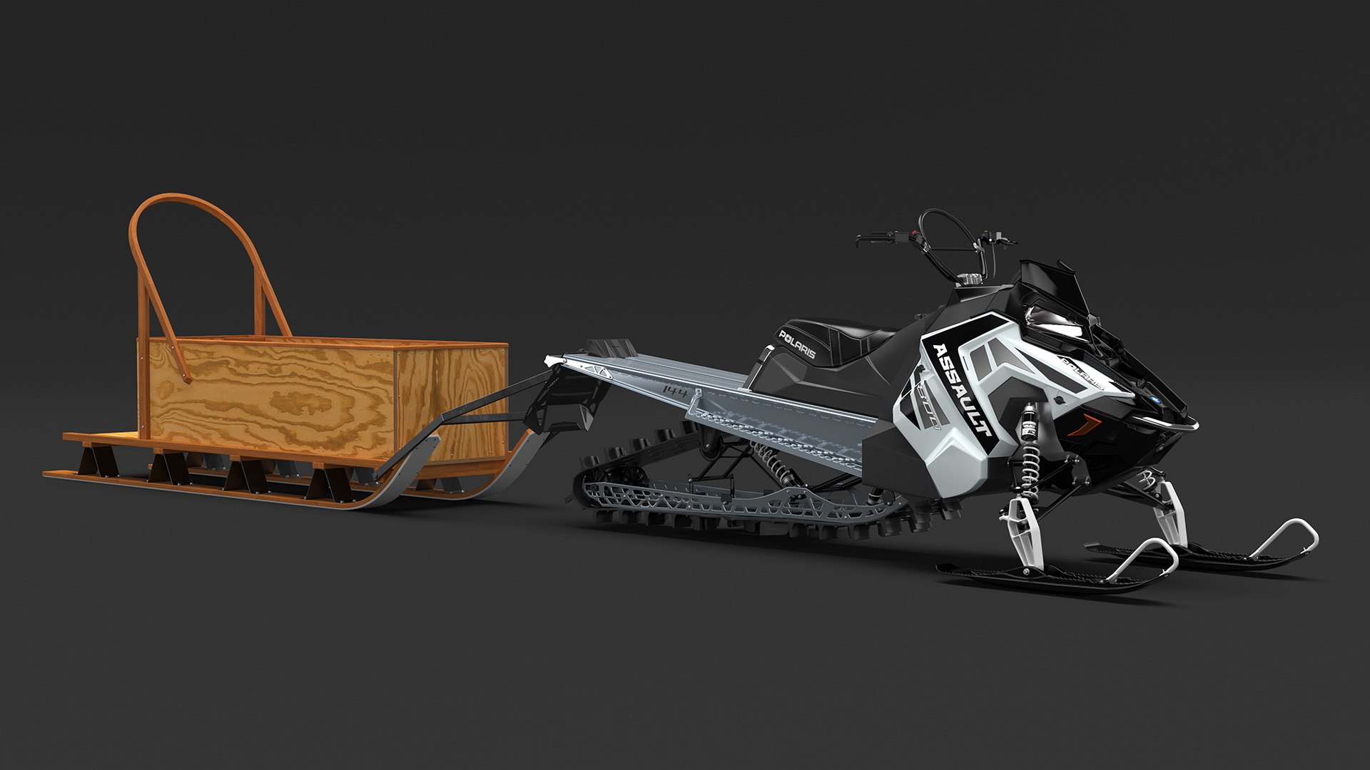 3D Snowmobile Whith Box Freight Sled Rigged Model - TurboSquid 2113823