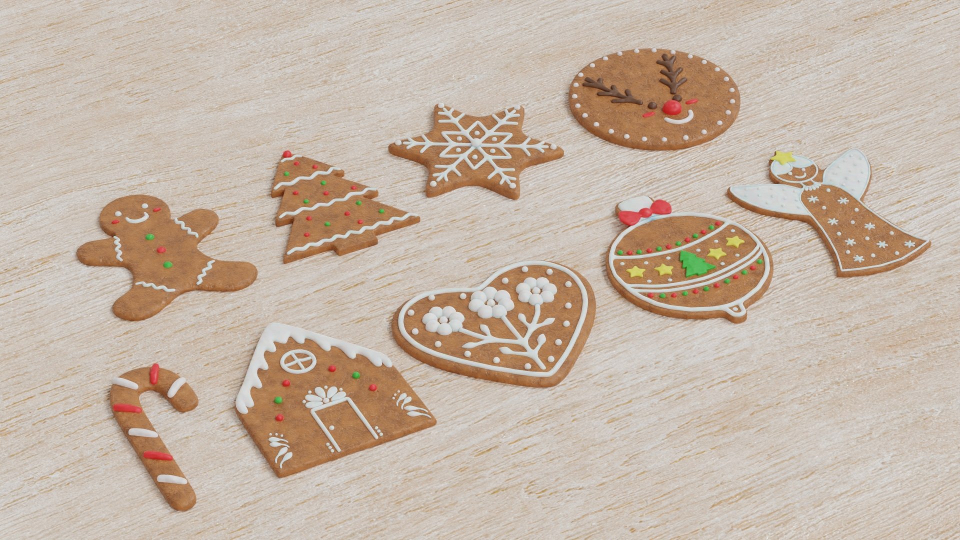 modelo 3d Gingerbread Christmas Cookie Set 1 - TurboSquid 1990253