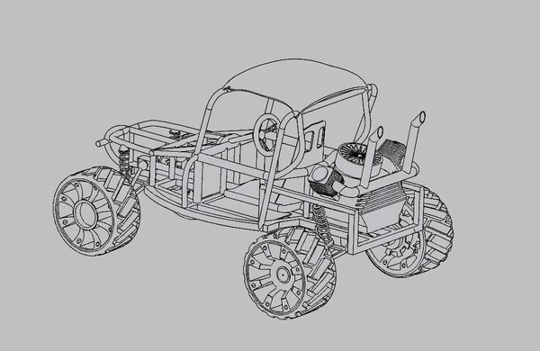 3d homemade blue buggy car model
