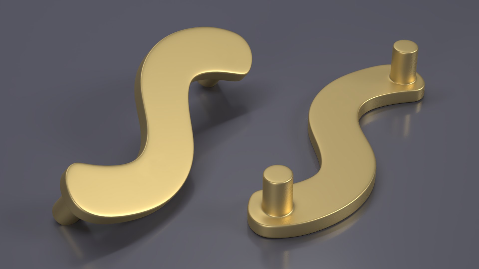 3D Door Handles Flat Wave Gold Model - TurboSquid 2236742