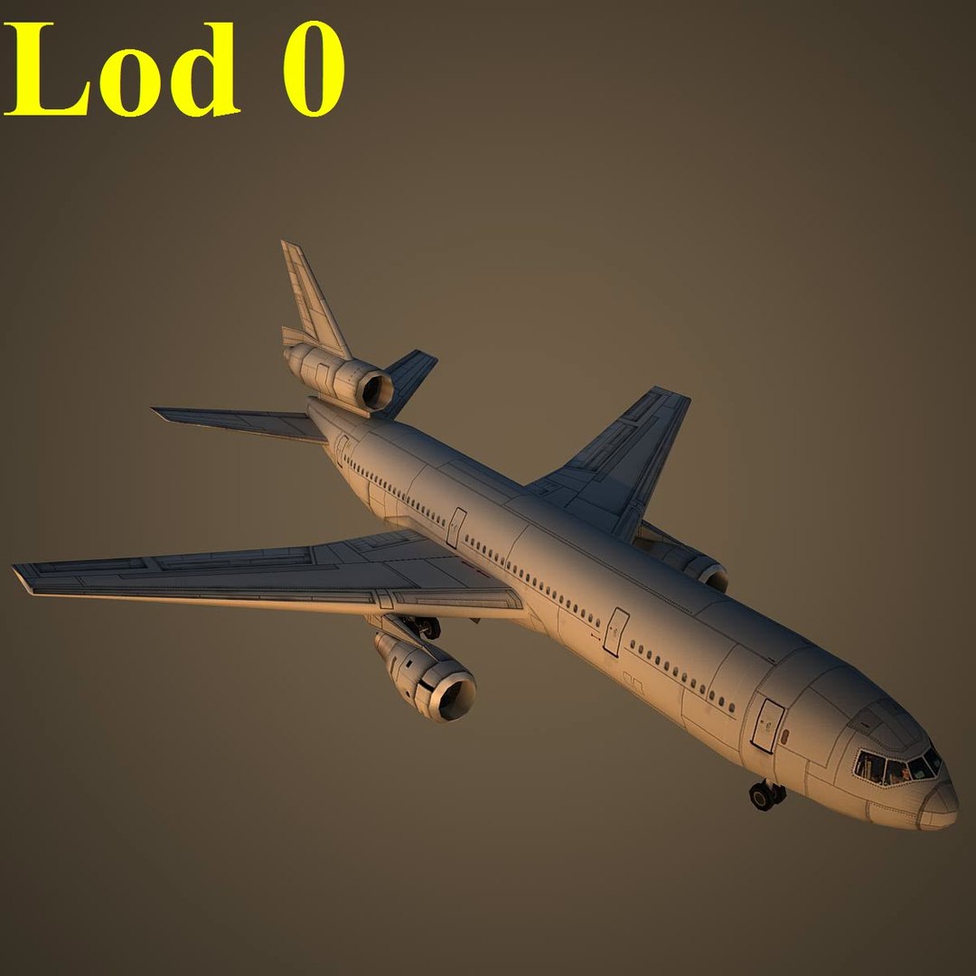3d Douglas Dc-10 Low-poly