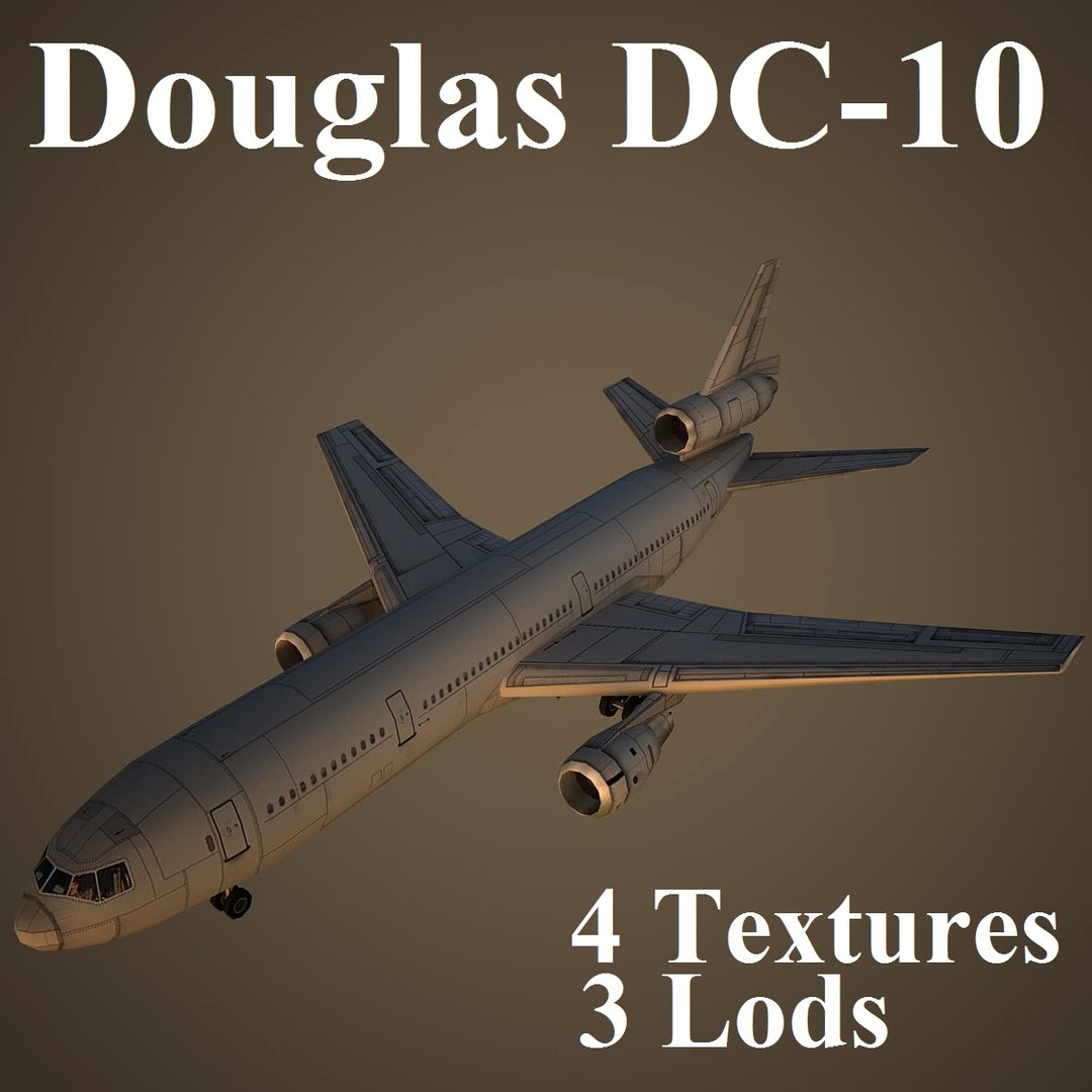 3d Douglas Dc-10 Low-poly