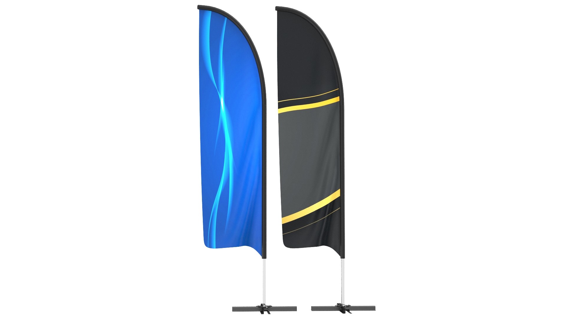 3D Detailed Four Flag Banners - TurboSquid 2072098