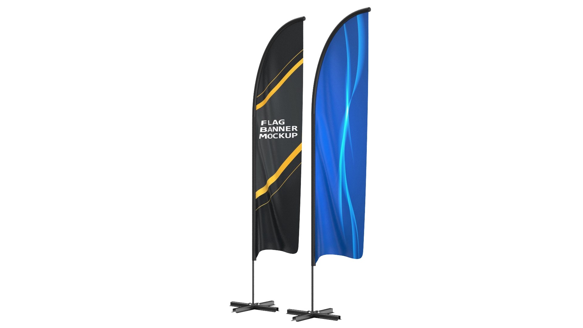 3D Detailed Four Flag Banners - TurboSquid 2072098