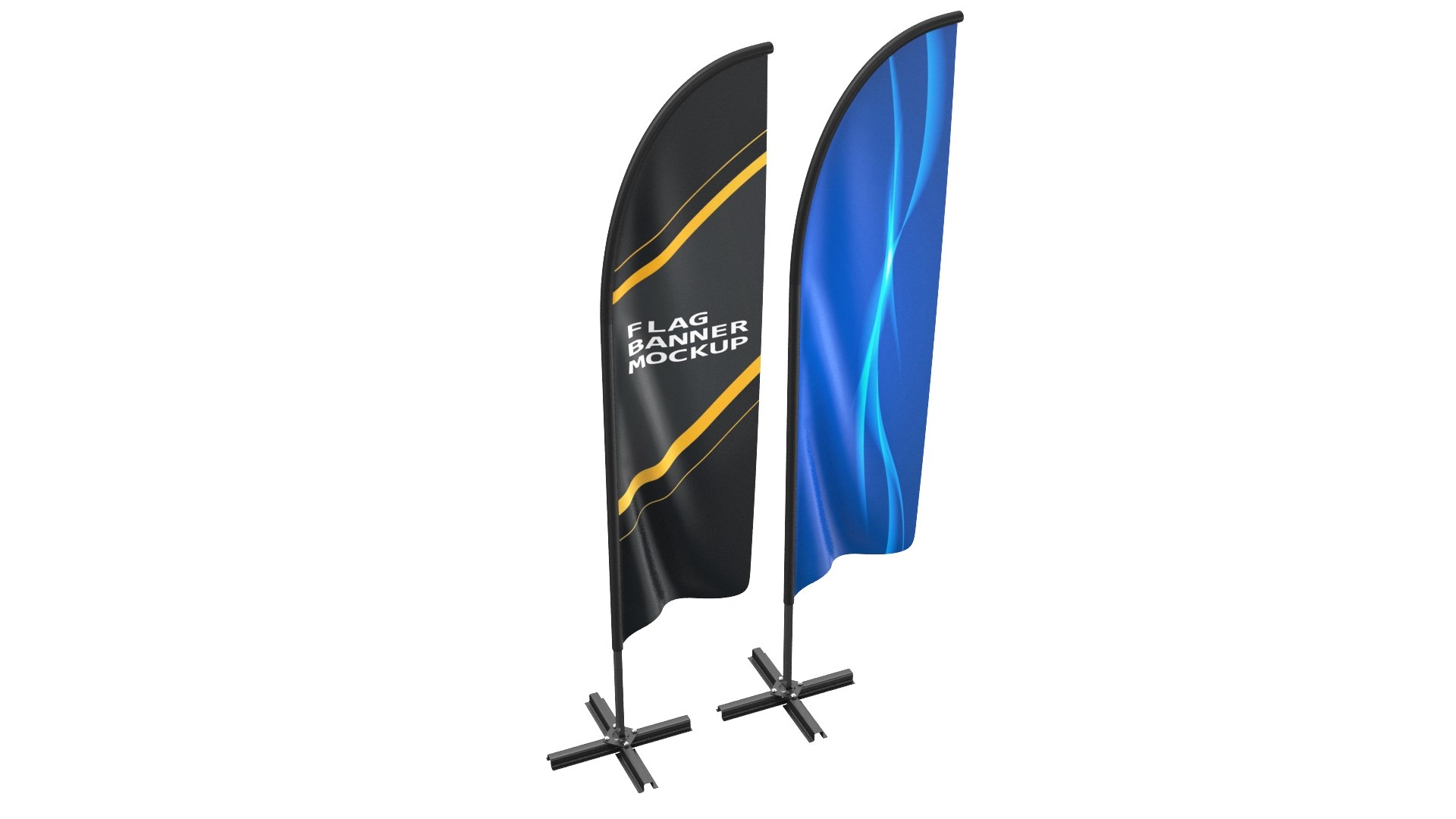 3D Detailed Four Flag Banners - TurboSquid 2072098