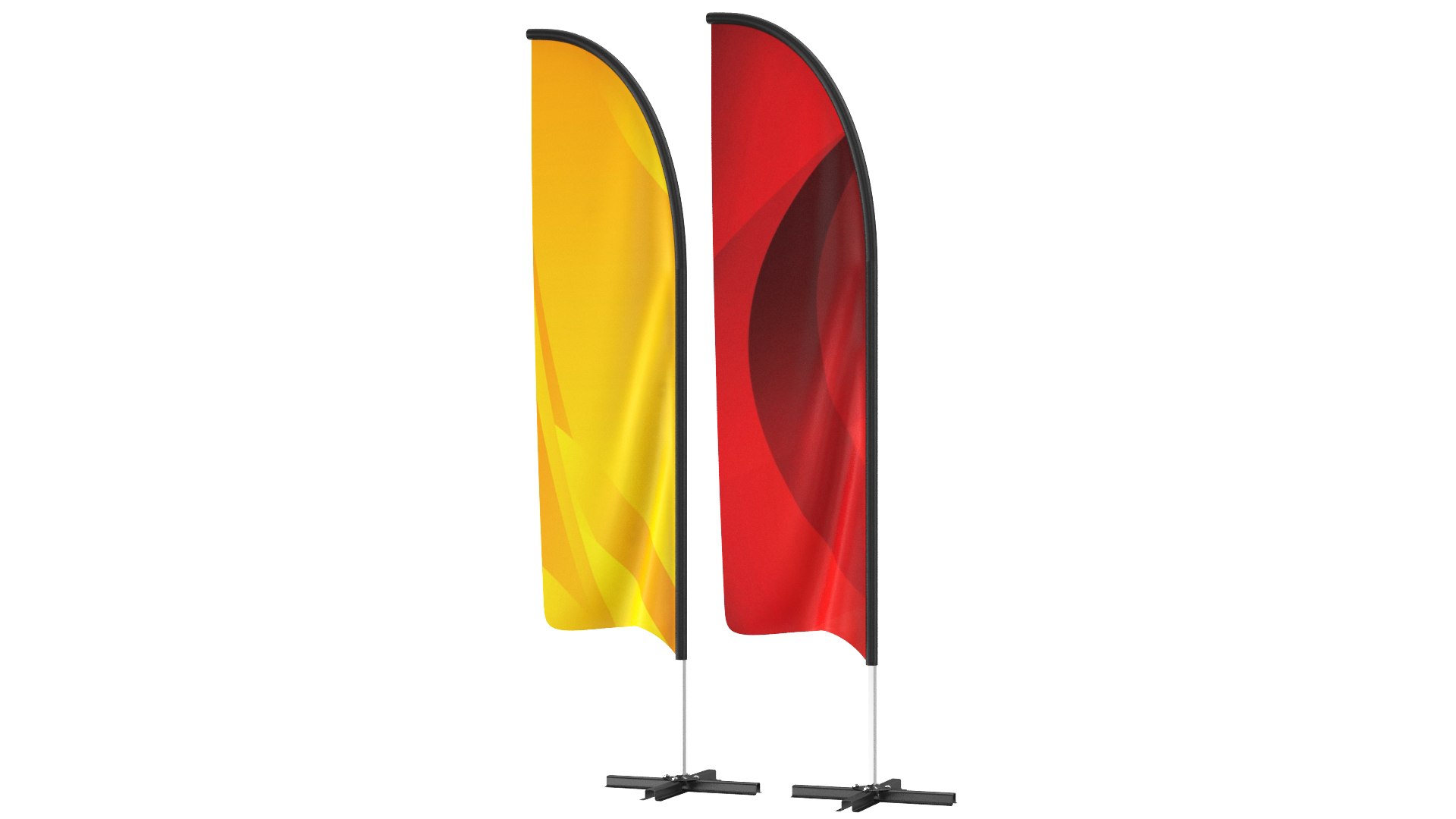 3D Detailed Four Flag Banners - TurboSquid 2072098