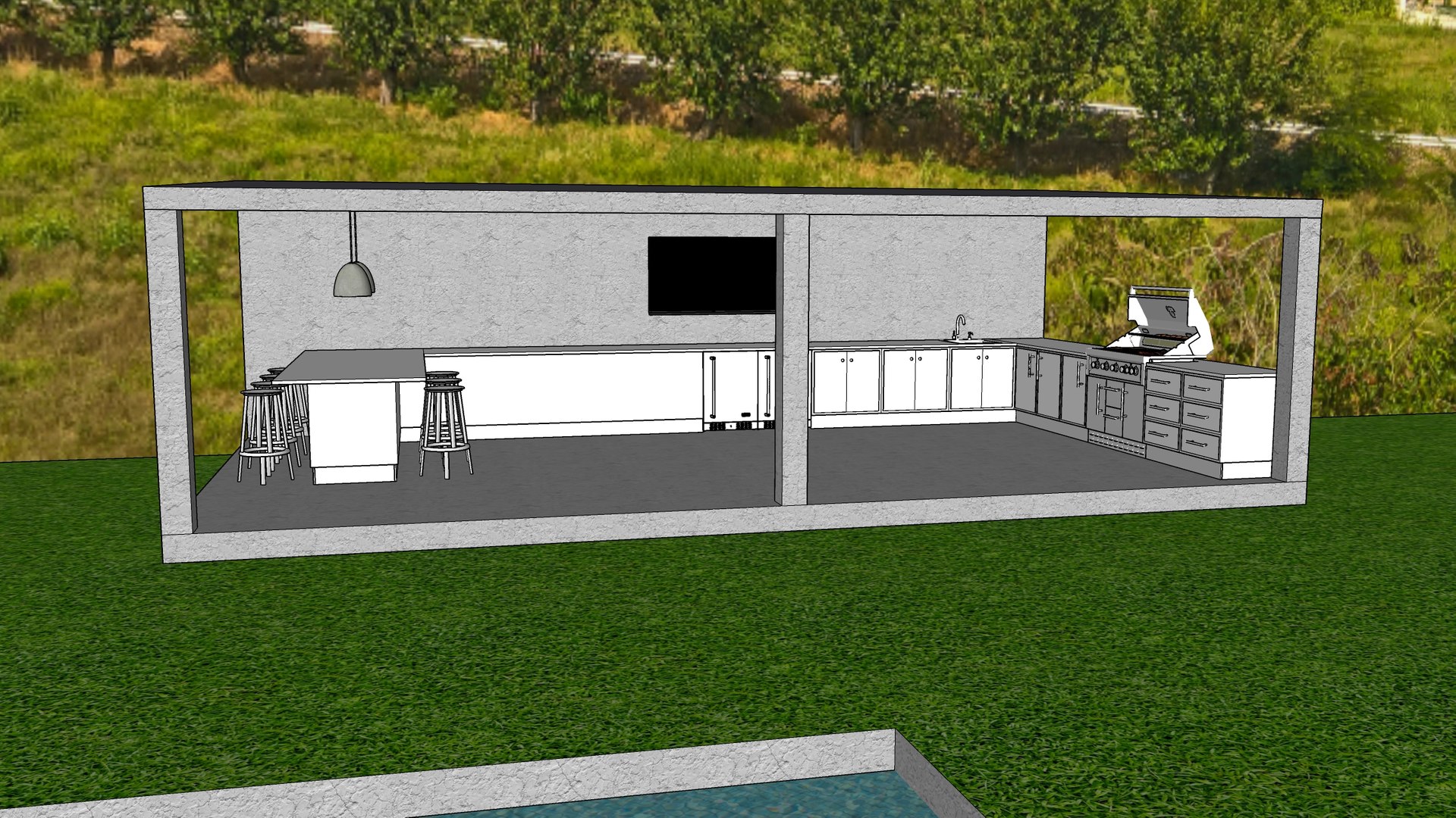 3D Outdoor Kitchen Model - TurboSquid 2068420