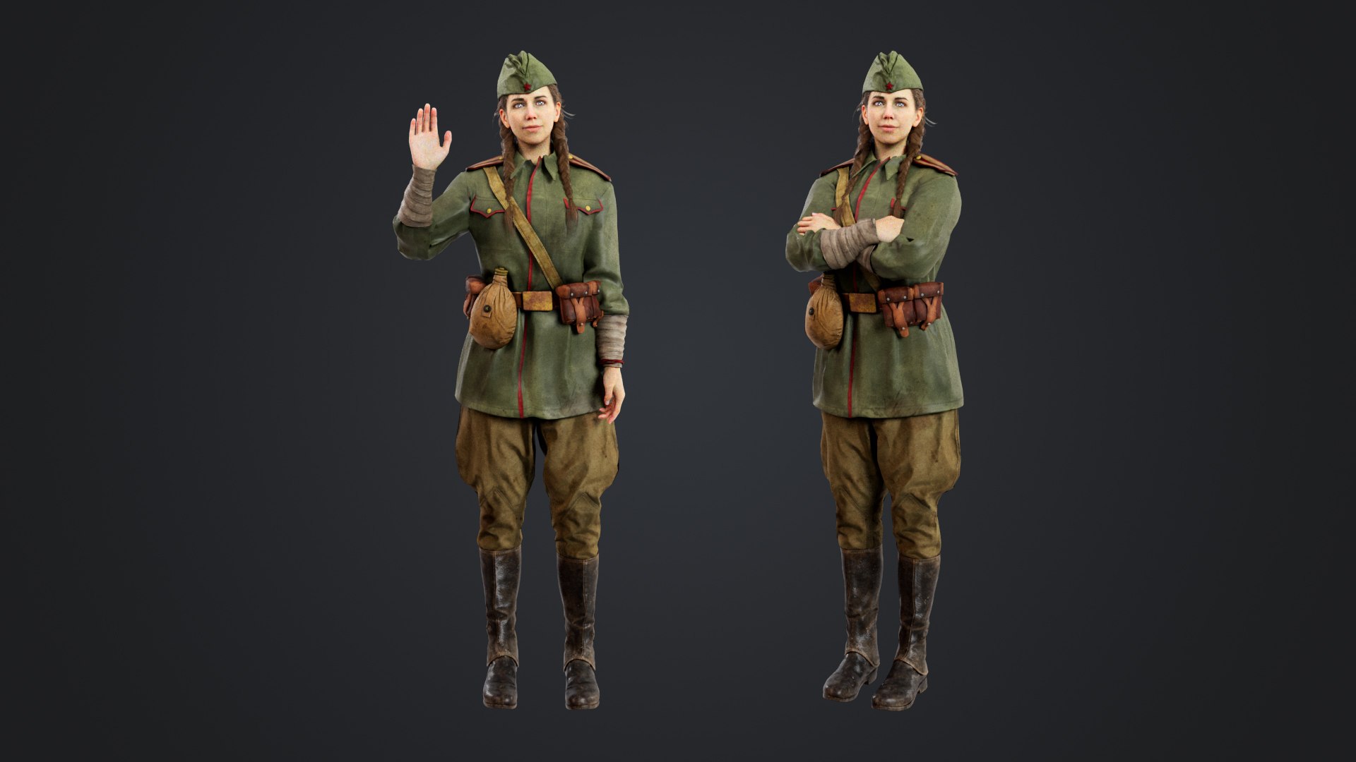 Soviet Female Soldiers 3D - TurboSquid 2330022