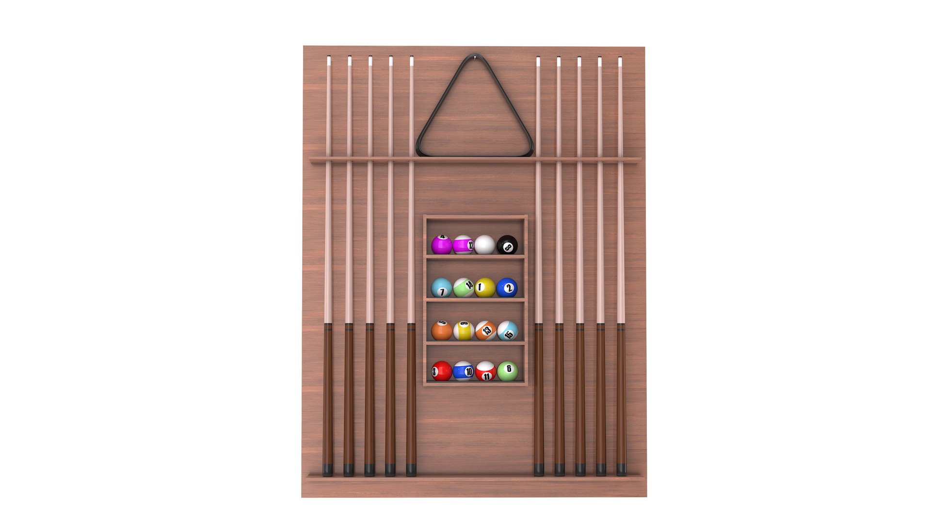 Wooden Billiard Cue Rack Set 3D Model - TurboSquid 2303347