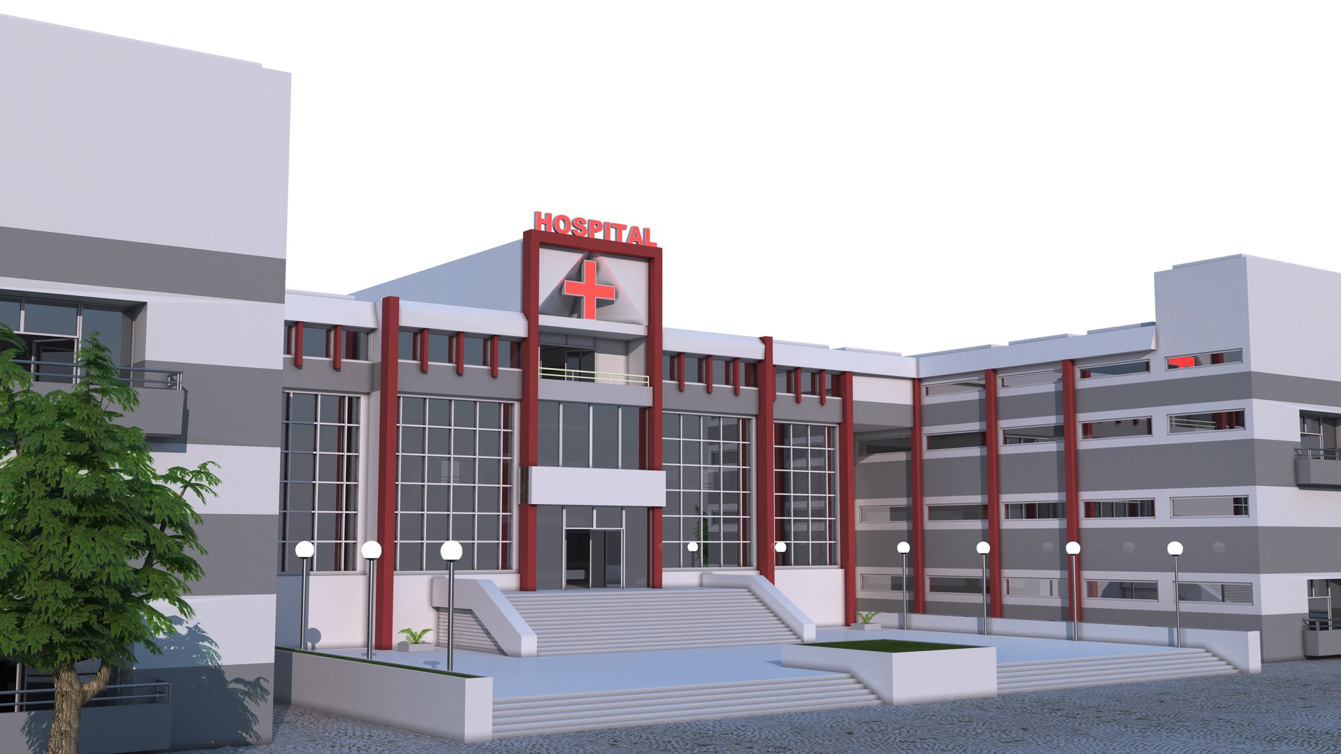 3D Building Hospital - TurboSquid 1382471