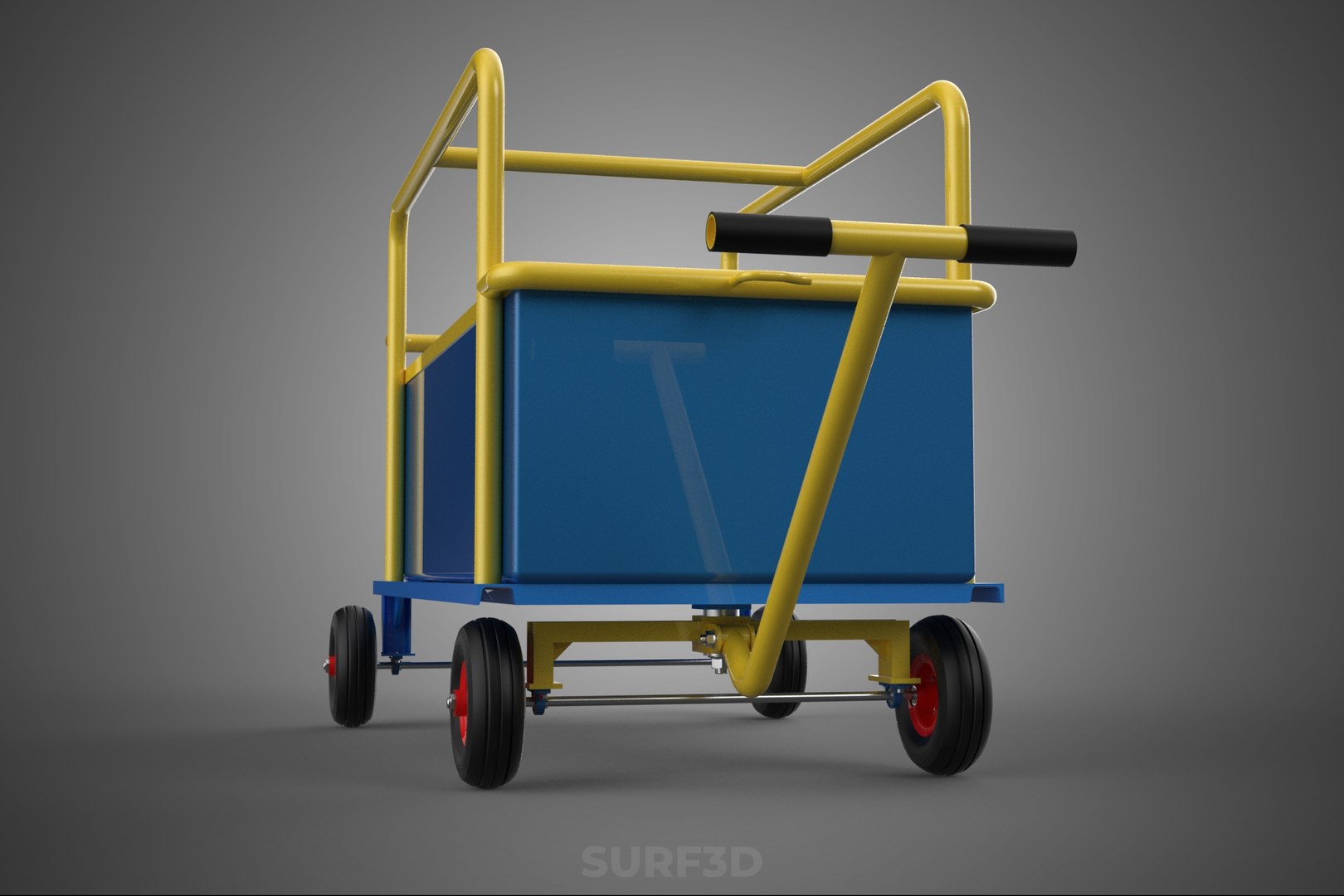 3D Model WAREHOUSE MATERIAL HANDLING TROLLEY CART TRANSPORT DOLLY WAGON ...