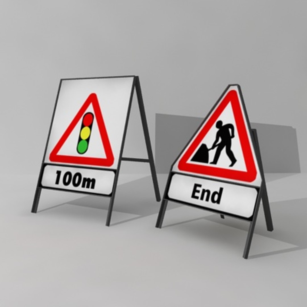 3d signs temporary roadworks