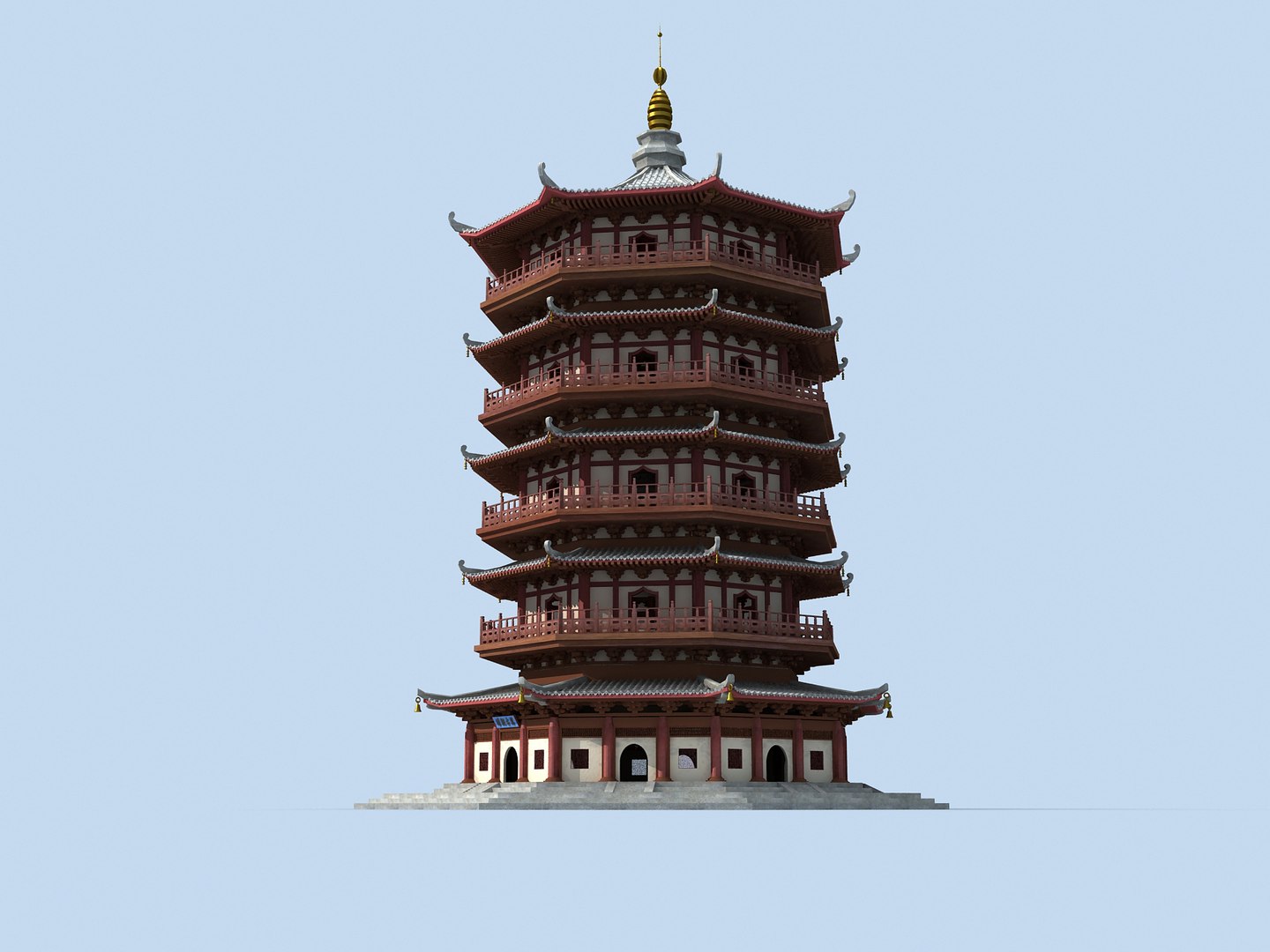 3D Chinese Tower Model - TurboSquid 1399572