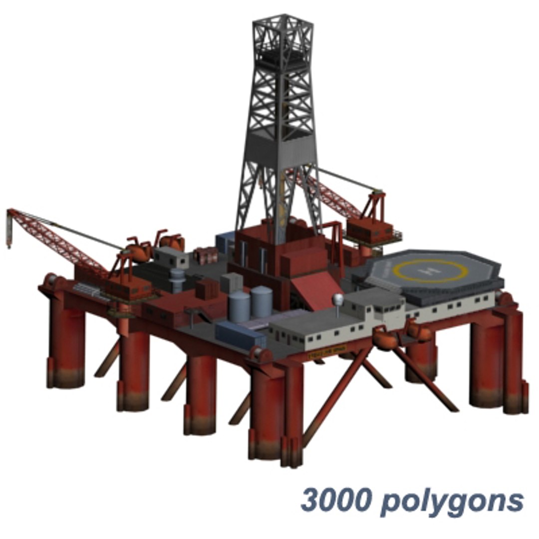 3d Offshore Semi-submersible Oil Rig Model