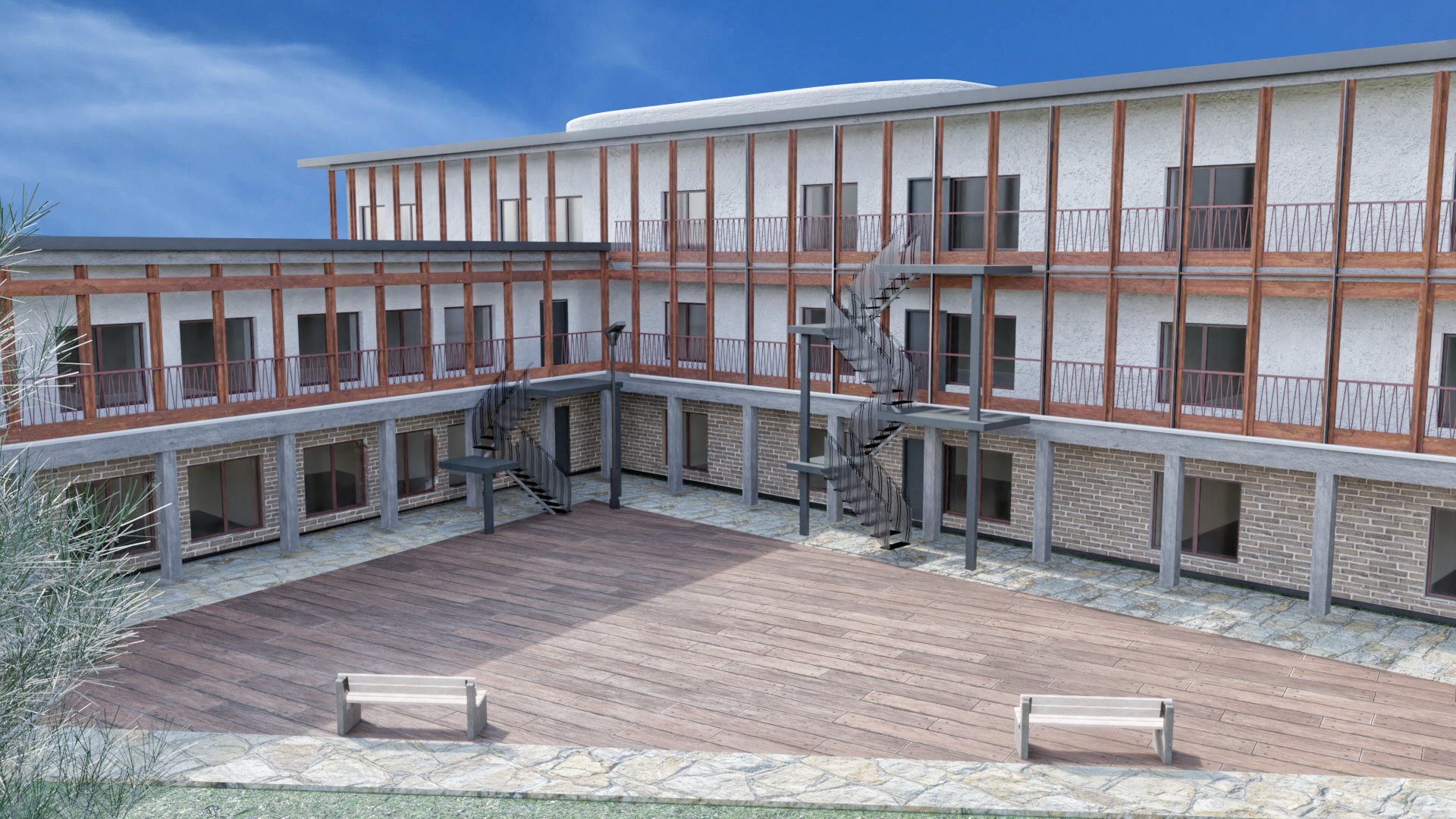 modelo 3d Elite low-rise residential building with galleries ...