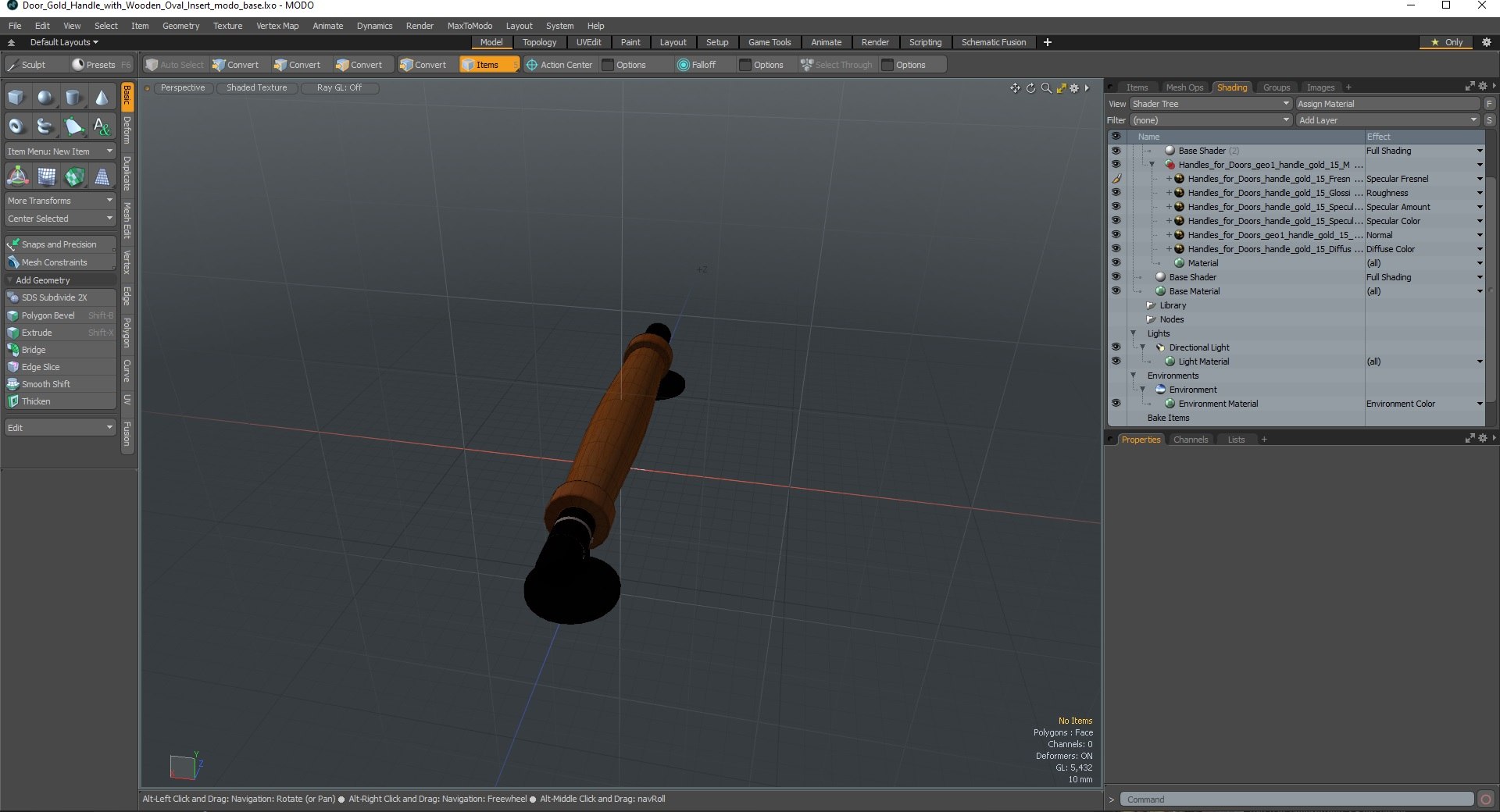 Door Gold Handle With Wooden Oval Insert Model - TurboSquid 2244506