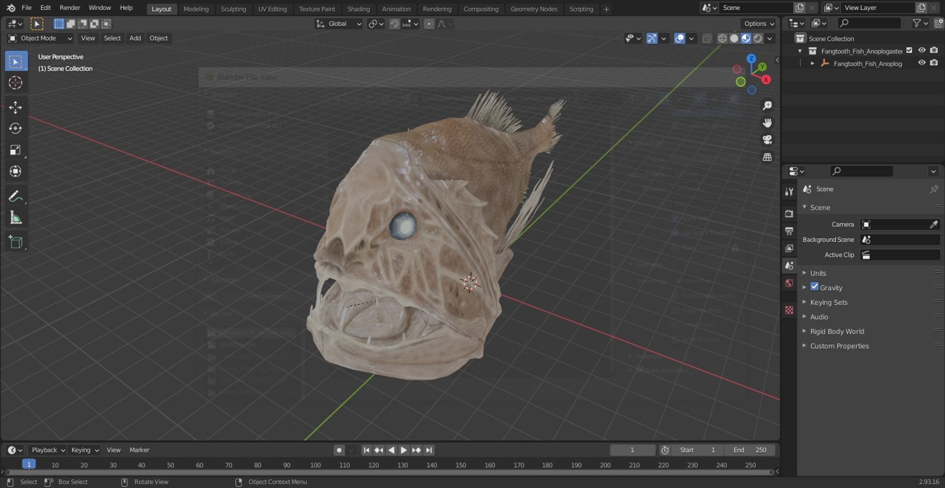 Fangtooth Fish Anoplogaster Cornuta 3D Model - TurboSquid 2046556