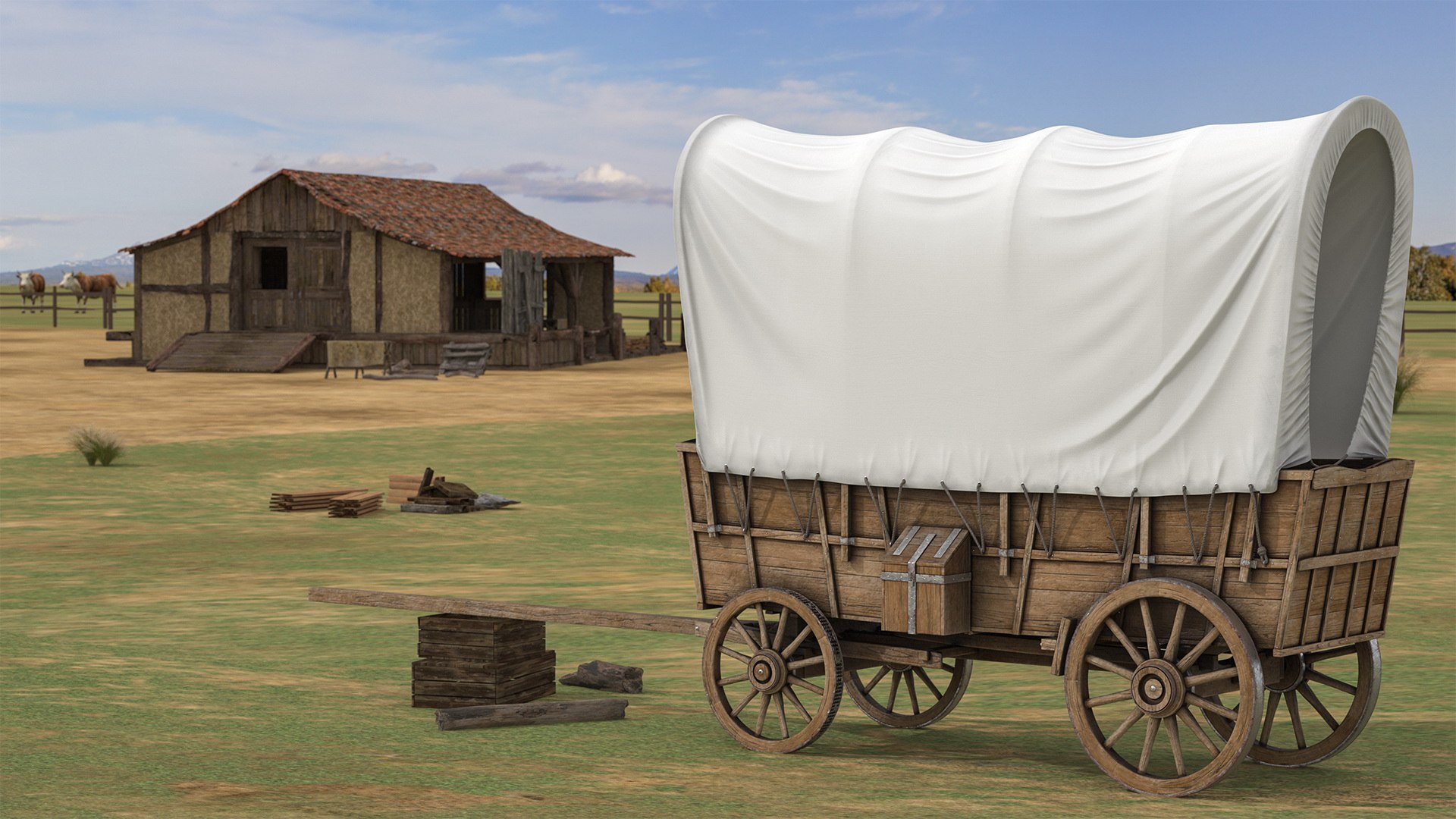 3D Covered Wagon Model - TurboSquid 1851818