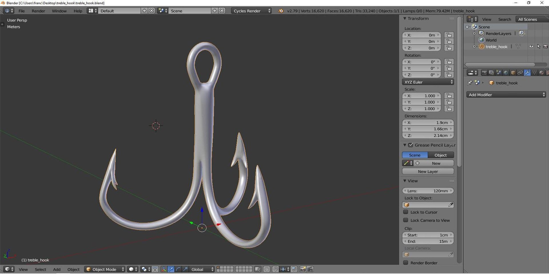 3D treble hook - TurboSquid 1570043