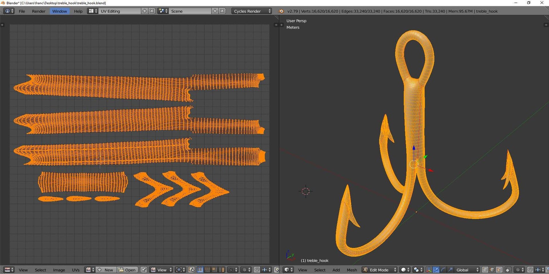 3D treble hook - TurboSquid 1570043