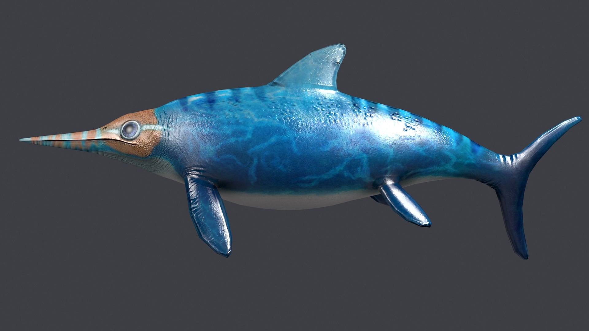 3D Ichthyosaur Ichthyosaurus Giant Lizard Fish Marine Reptile Model ...
