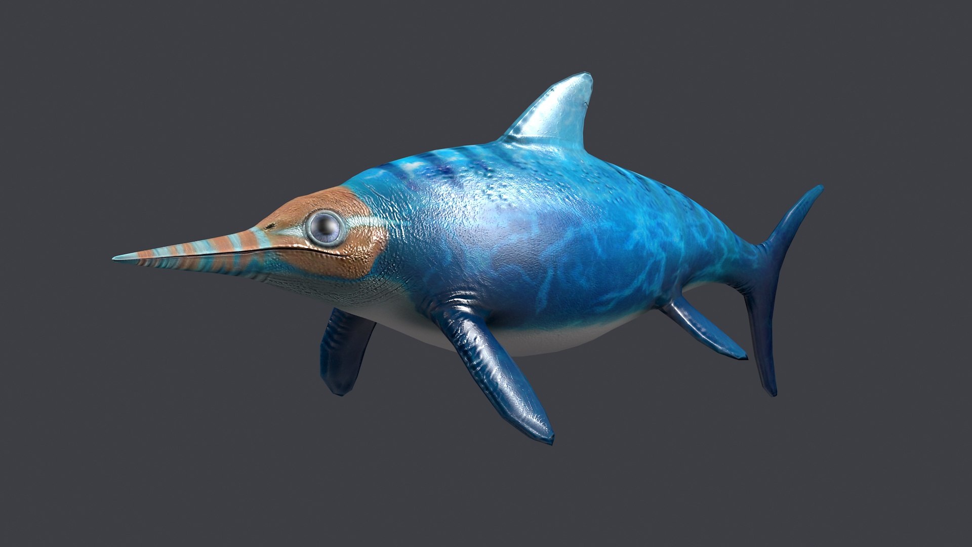 3D Ichthyosaur Ichthyosaurus Giant Lizard Fish Marine Reptile Model ...