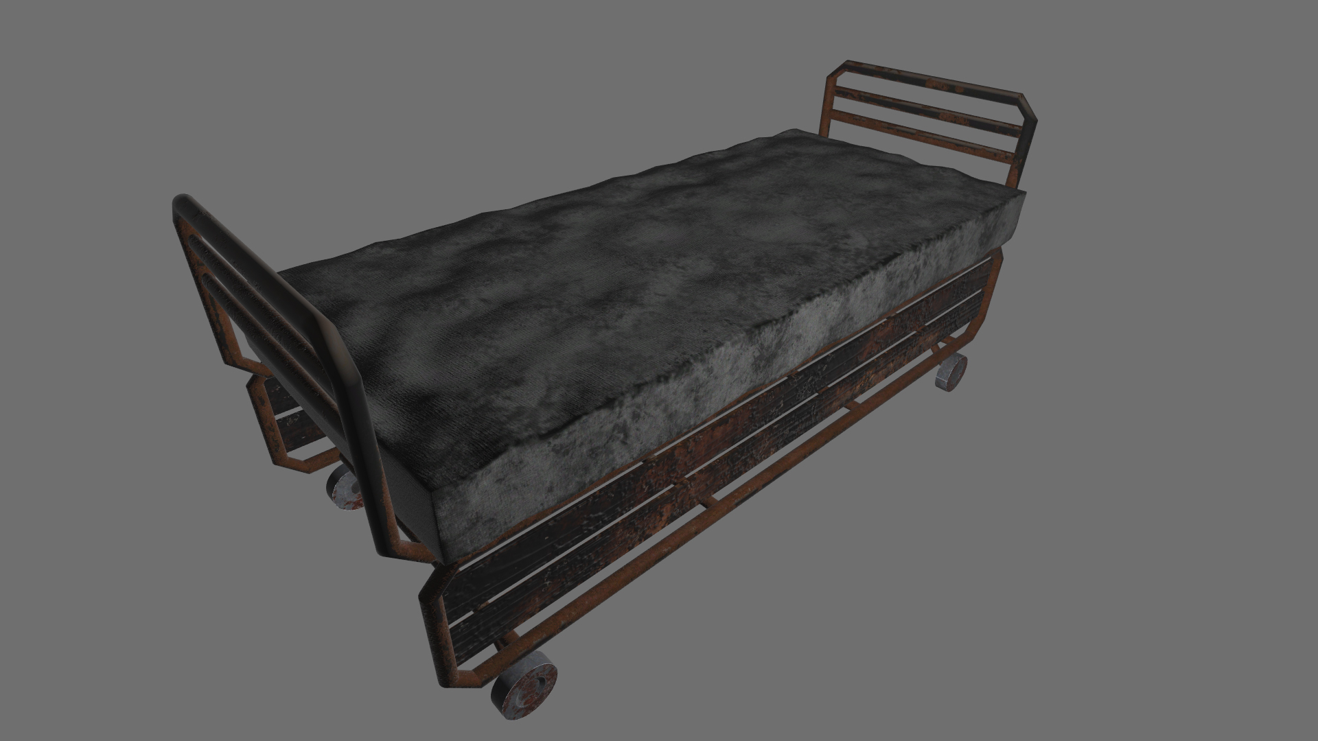 Old Horror Hospital Bed Obj