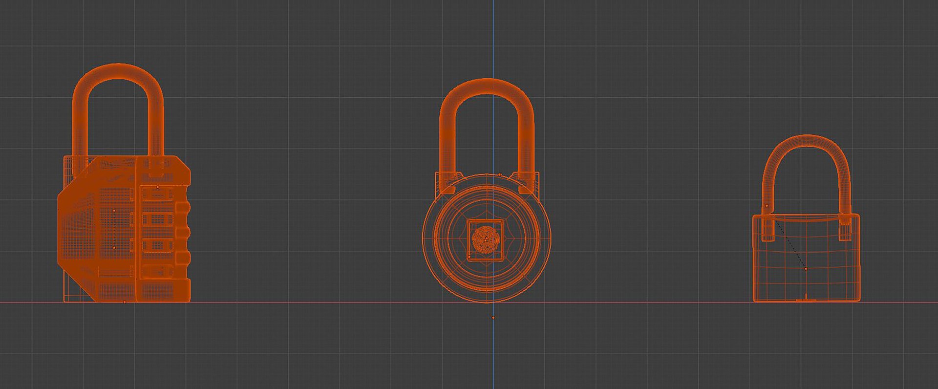 3D model 3 Sets of Padlocks - TurboSquid 1782742