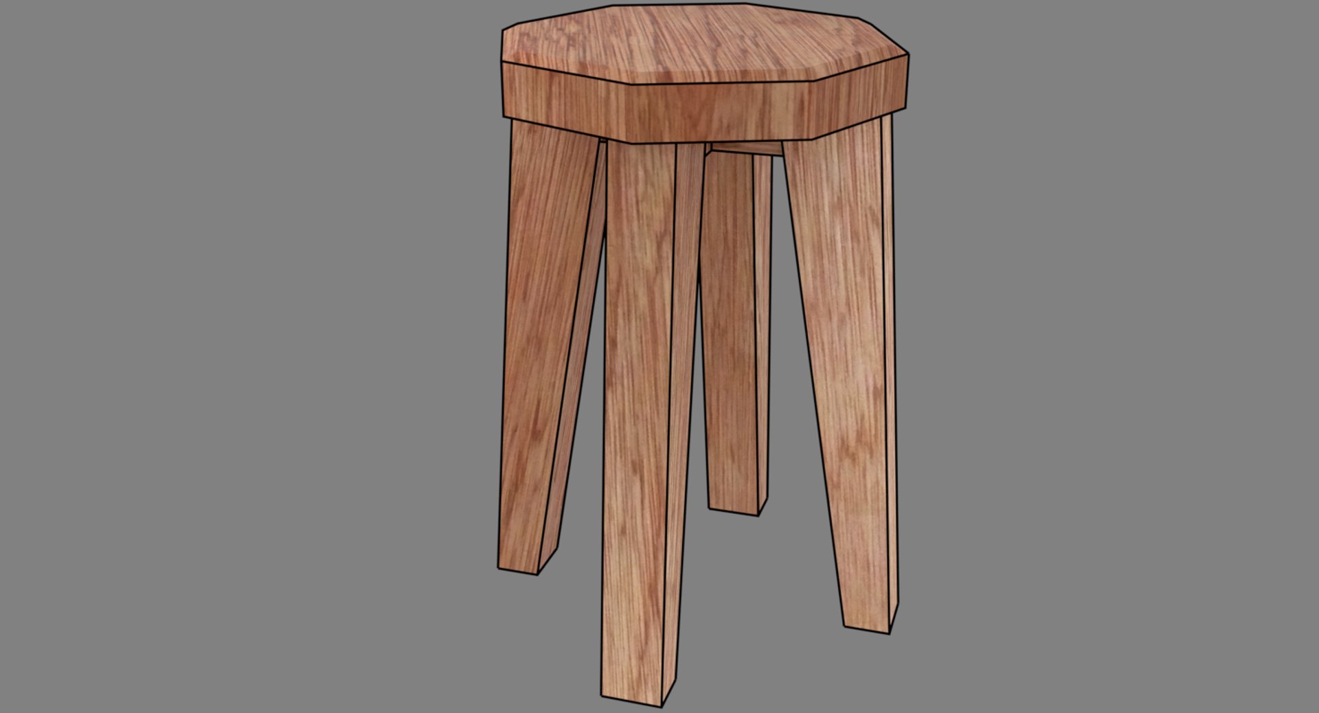 3D Wooden Stool Model - TurboSquid 1271108