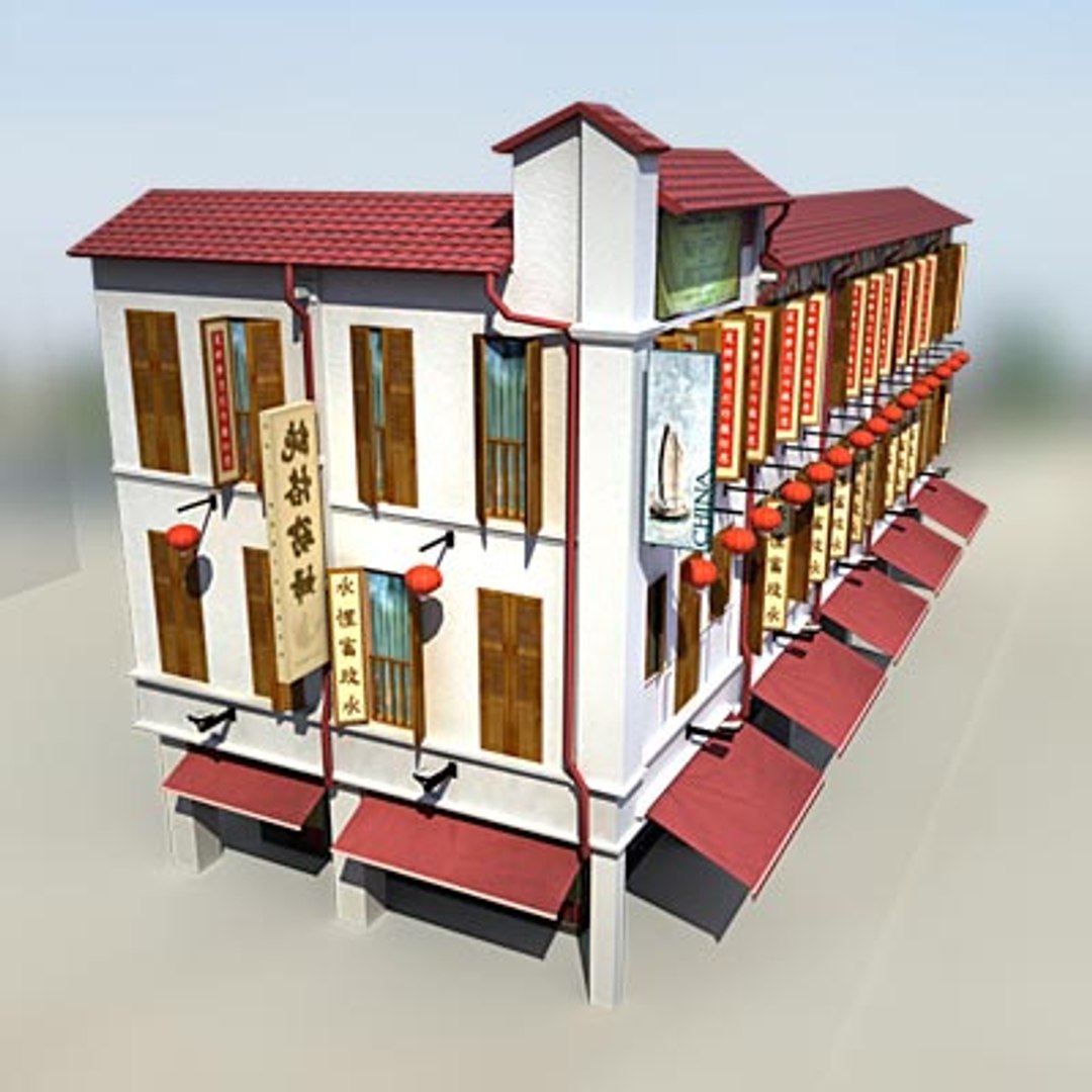 Low-poly Chinese Town House Max