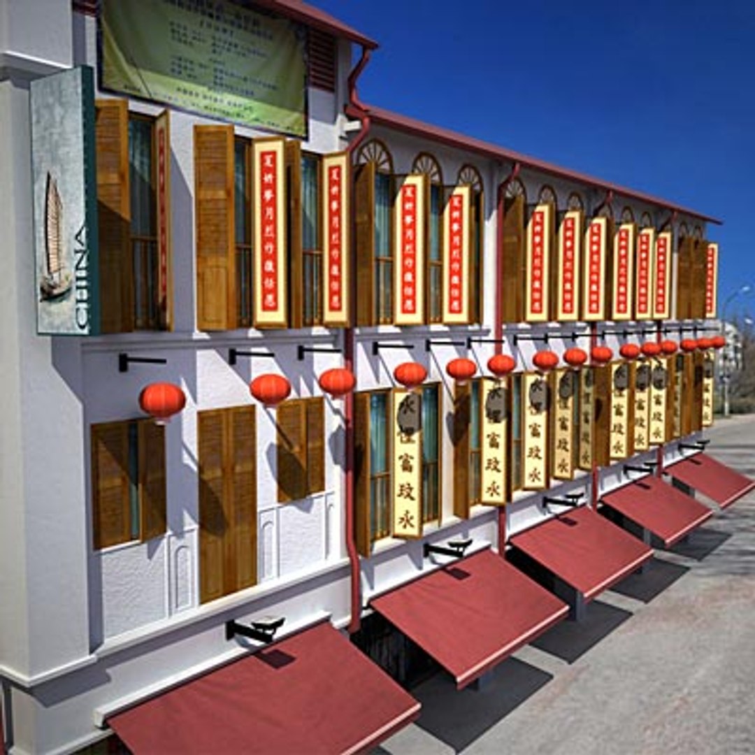 Low-poly Chinese Town House Max