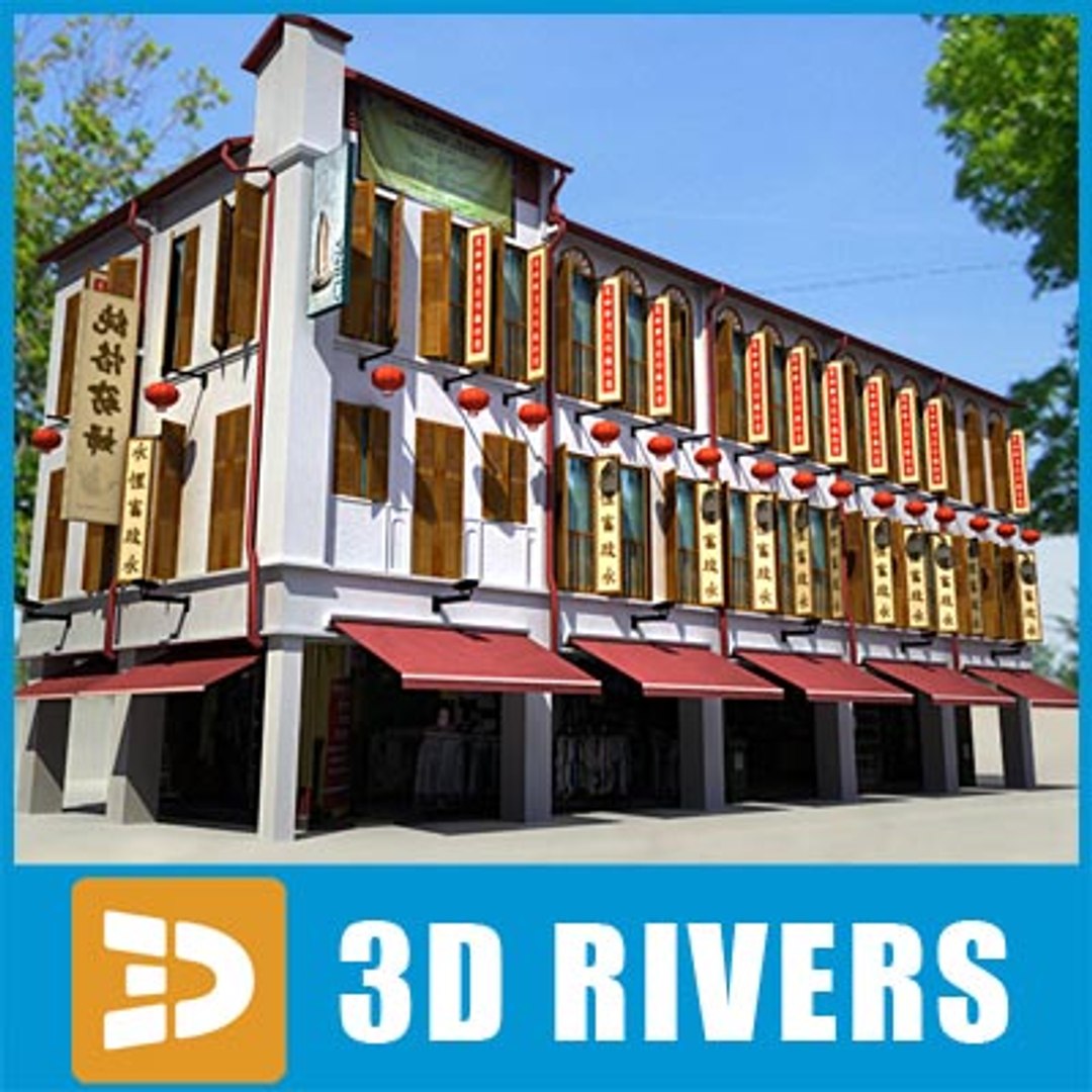 Low-poly Chinese Town House Max
