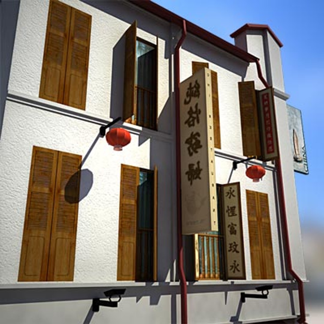 Low-poly Chinese Town House Max