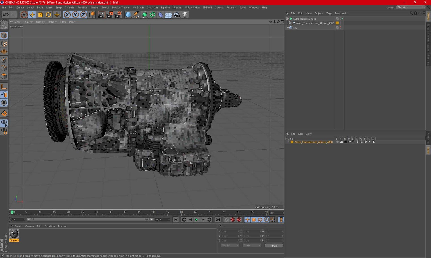3D Model Worn Transmission Allison 4000 - TurboSquid 2202984