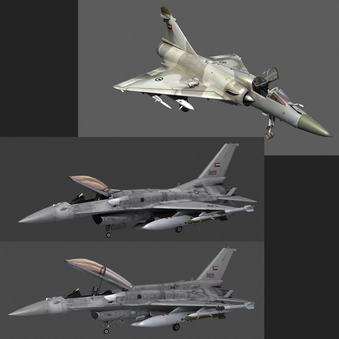 3D F-16 E and F with Mirage 2000 UAE - TurboSquid 1849979
