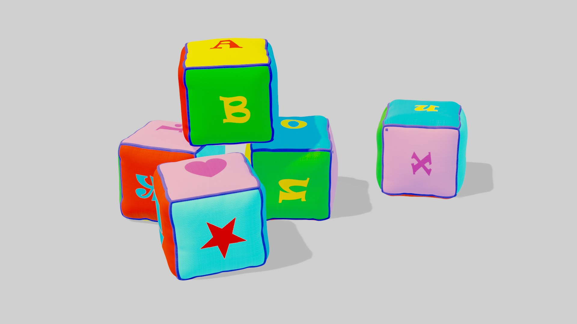 3D model Soft cubes with all lettres baby cubes toys decor PBR 3D model ...