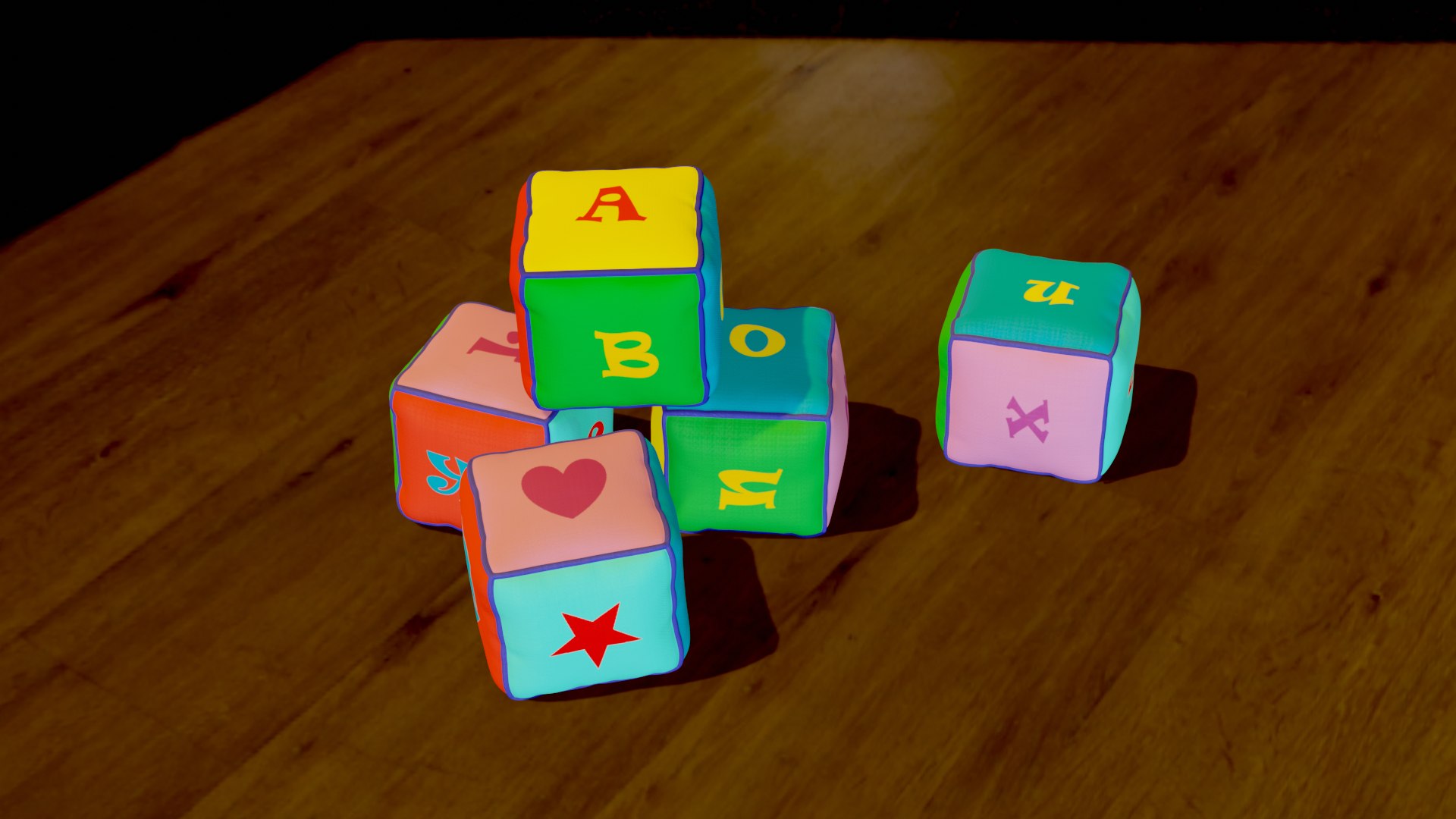 3D model Soft cubes with all lettres baby cubes toys decor PBR 3D model ...