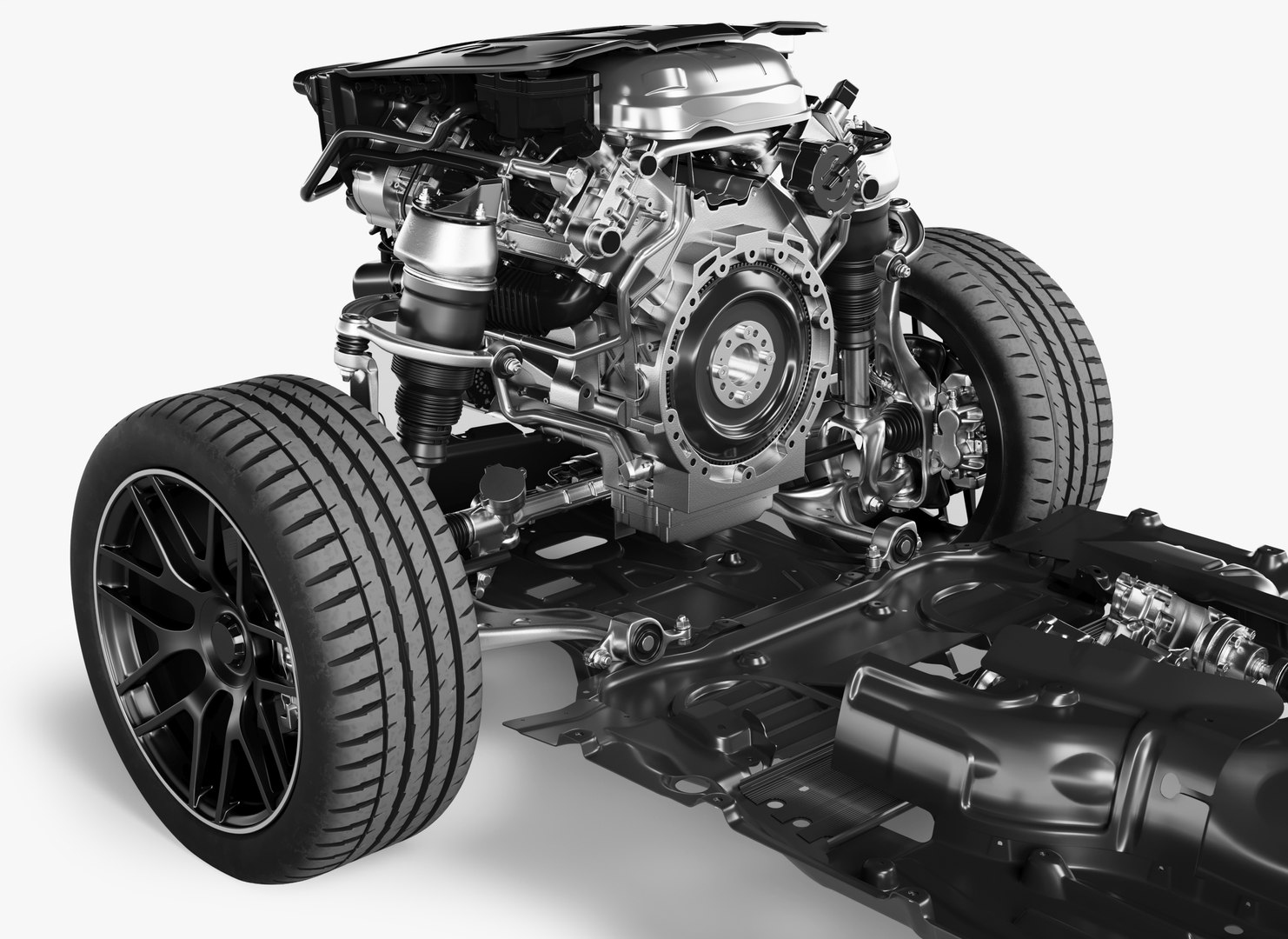 SUV Chassis Engine Wheels 3D - TurboSquid 2142489