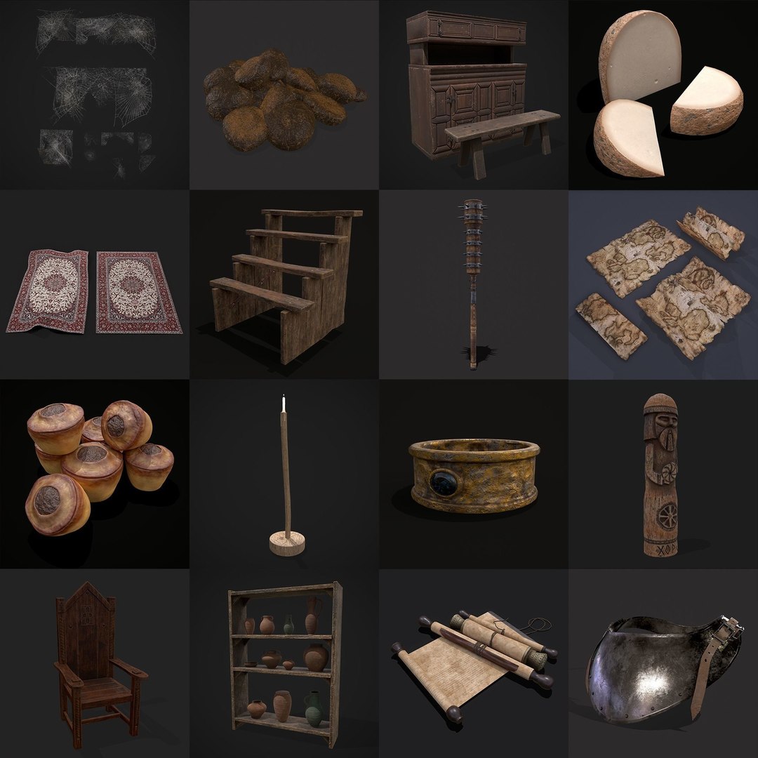Medieval Prop Mix Seventeen Model - TurboSquid 2035999