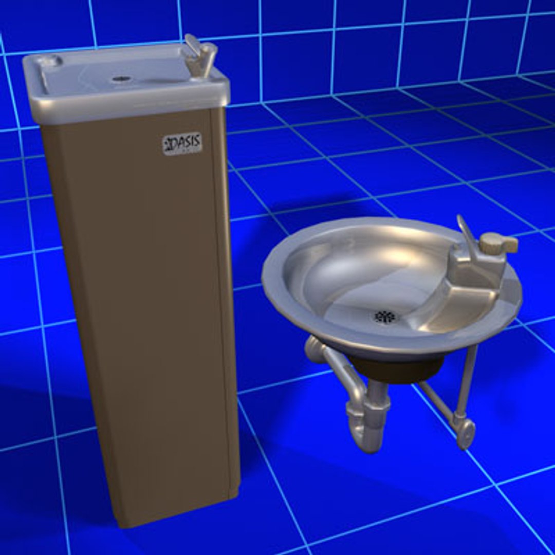 Drinking Fountain Set 02 3d Model