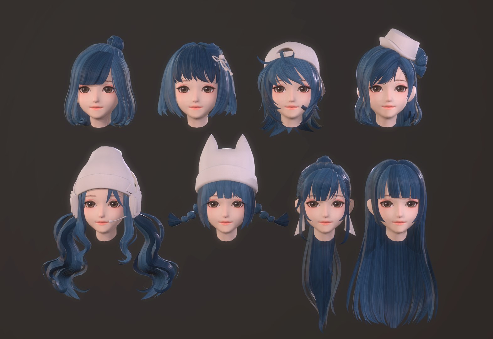 3D Girl Hair Anime - TurboSquid 1464441