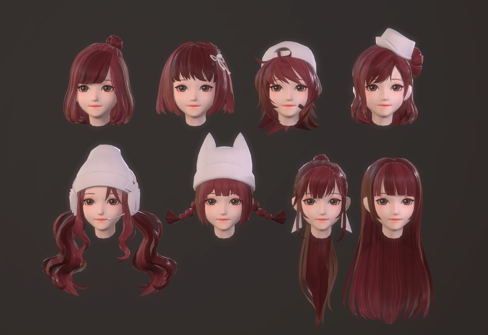 3D Girl Hair Anime - TurboSquid 1464441