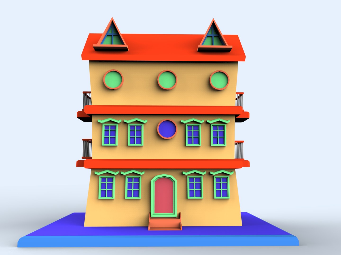 Colorfull Cartoon Building 3d Model