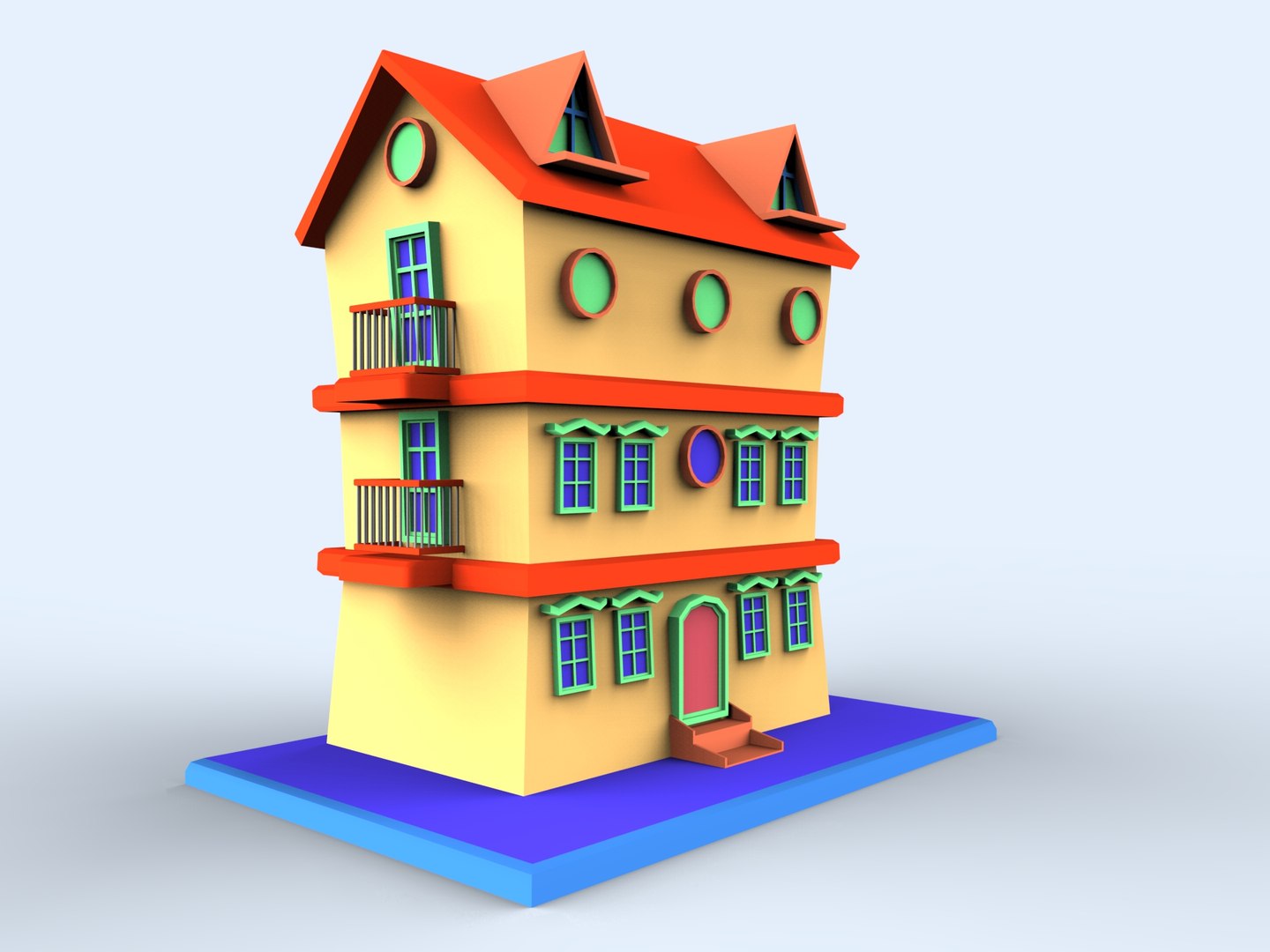 Colorfull Cartoon Building 3d Model