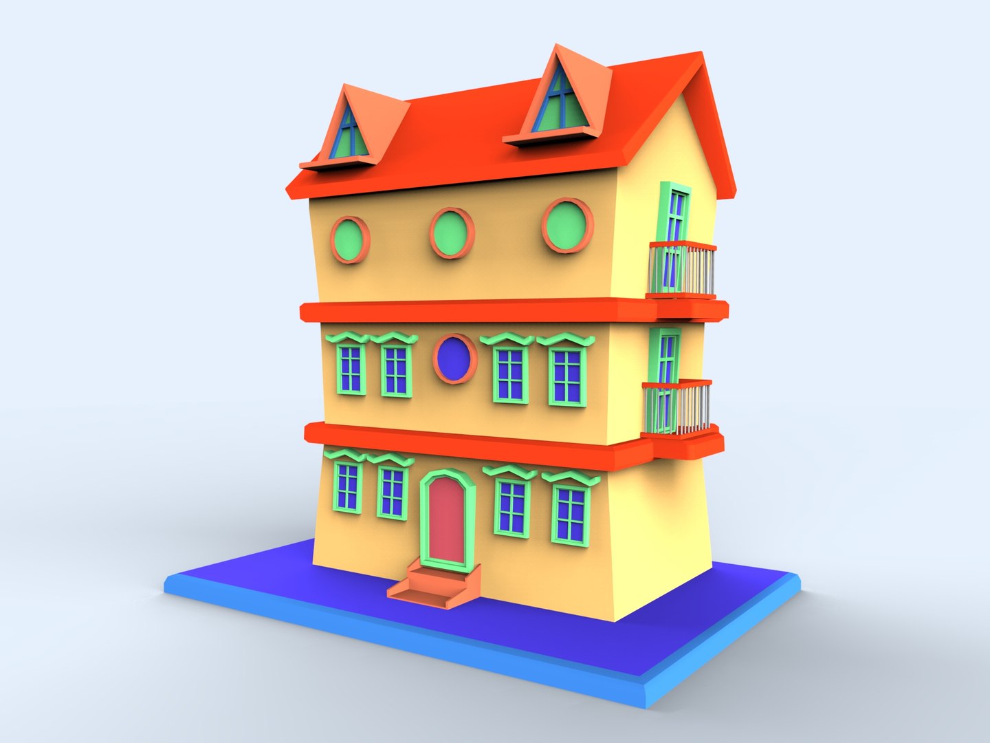 Colorfull Cartoon Building 3d Model