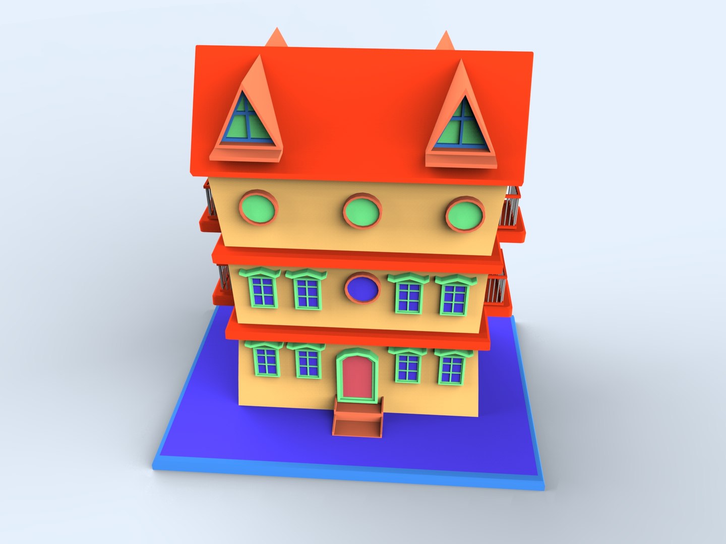 Colorfull Cartoon Building 3d Model