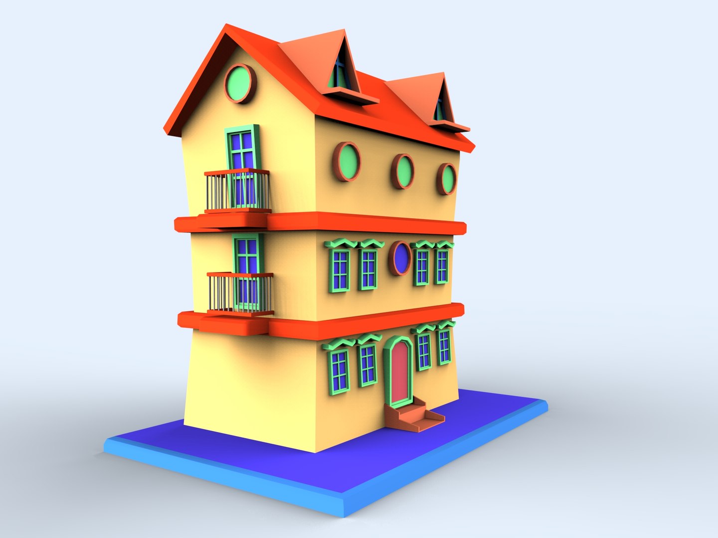 Colorfull Cartoon Building 3d Model